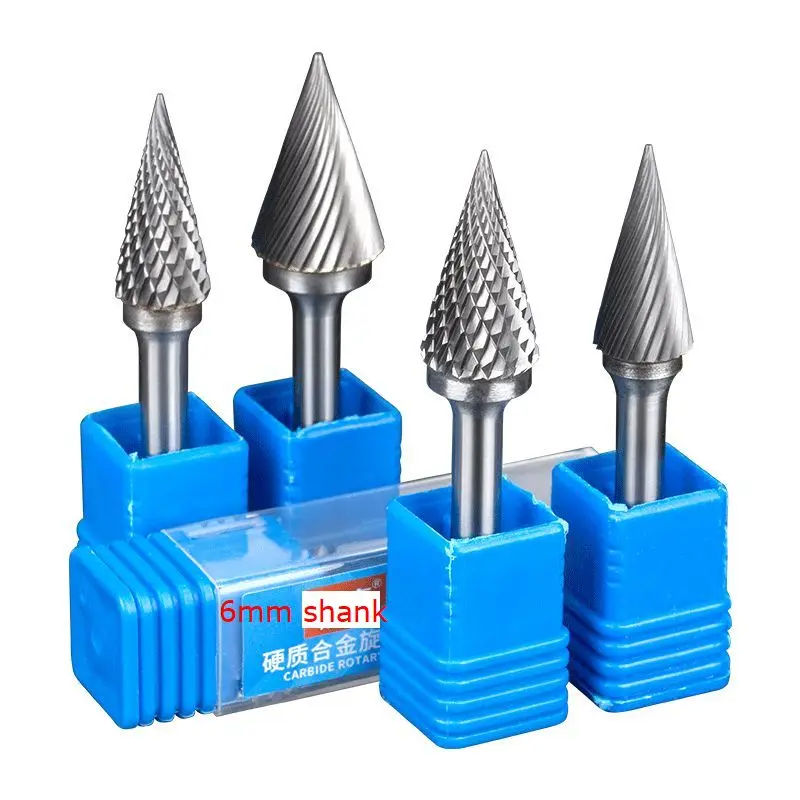 6-16mm 6mm Shank Alloy Milling Cutter Tapered Tip Sharp End Tungsten ...