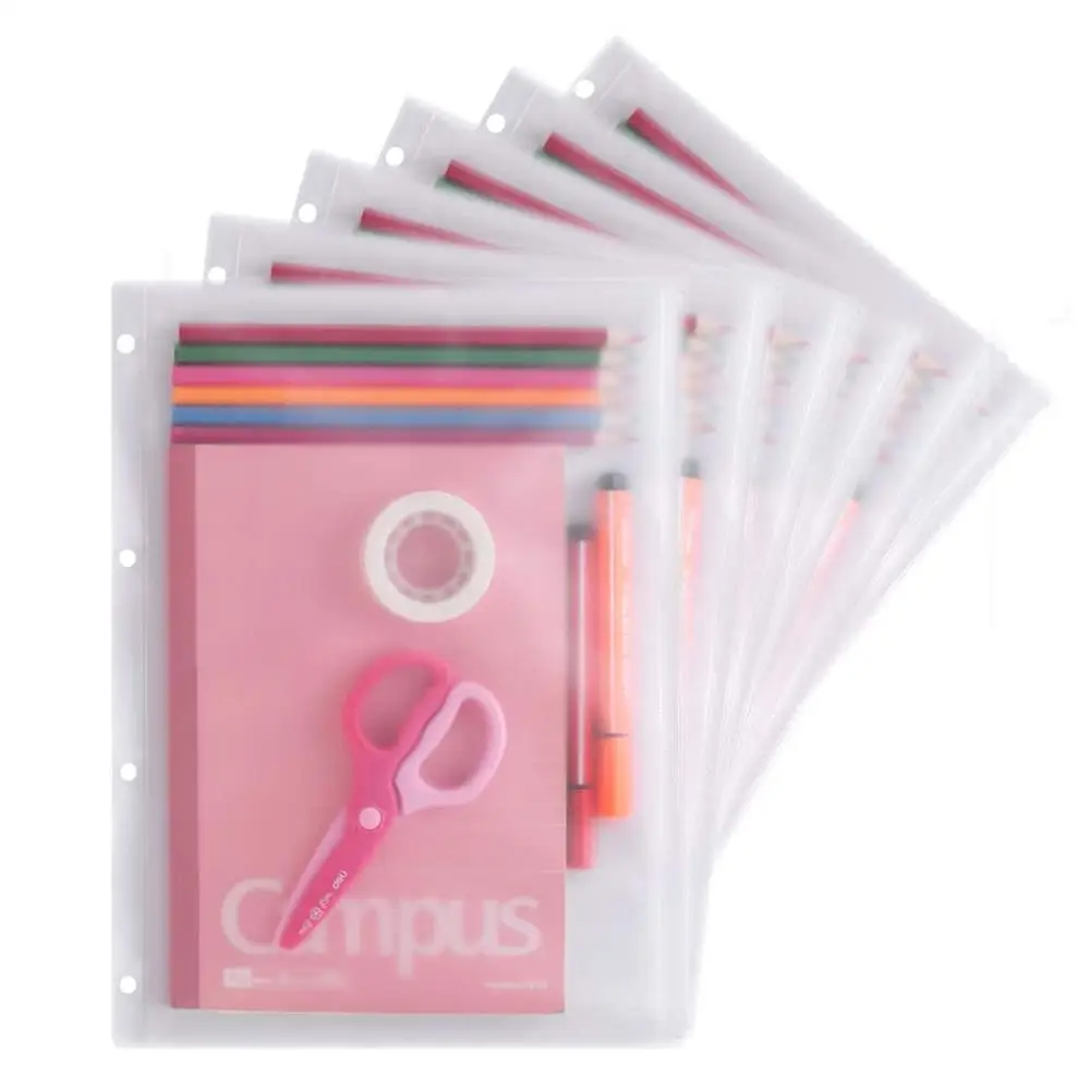 A4-Size-4-Ring-Clear-PVC-Zipper-Binder-Pocket-Insert-Pages-Organizers ...