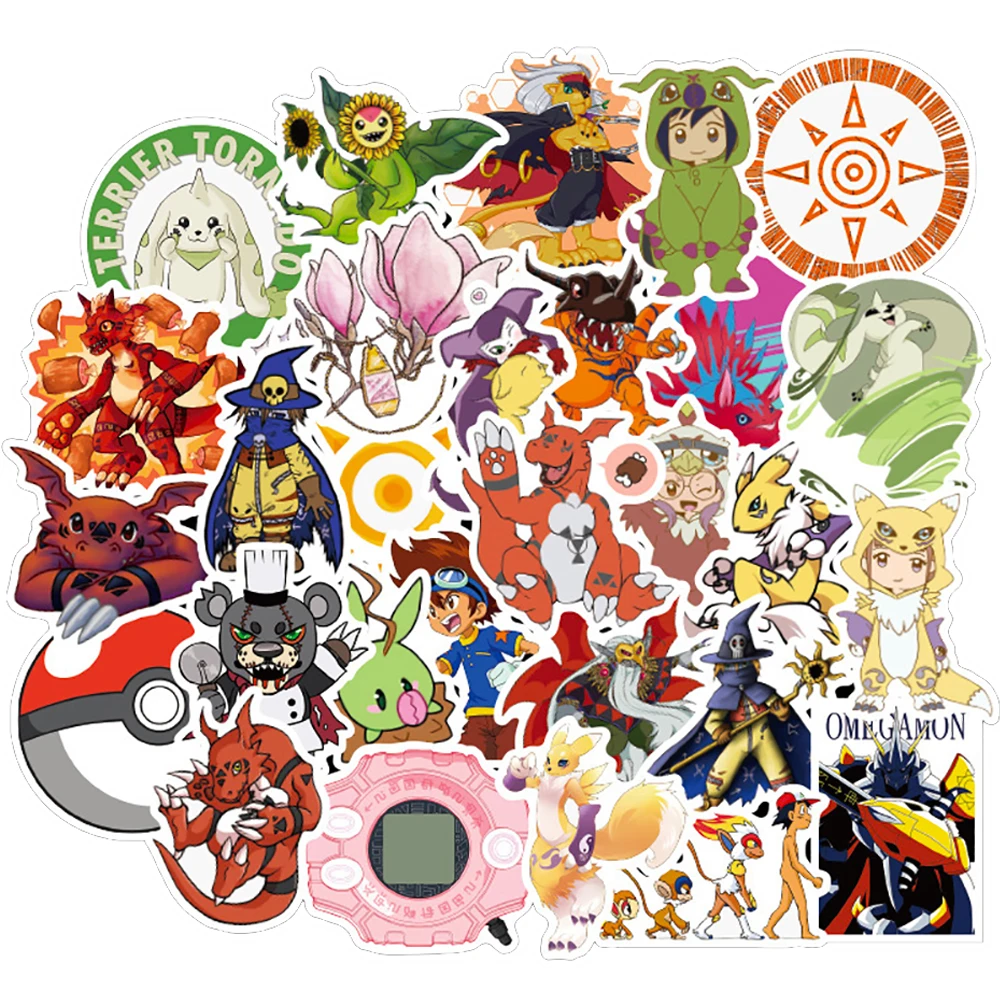 10/30/50PCS Digimon Anime Waterproof Graffiti Stickers Motorcycle ...