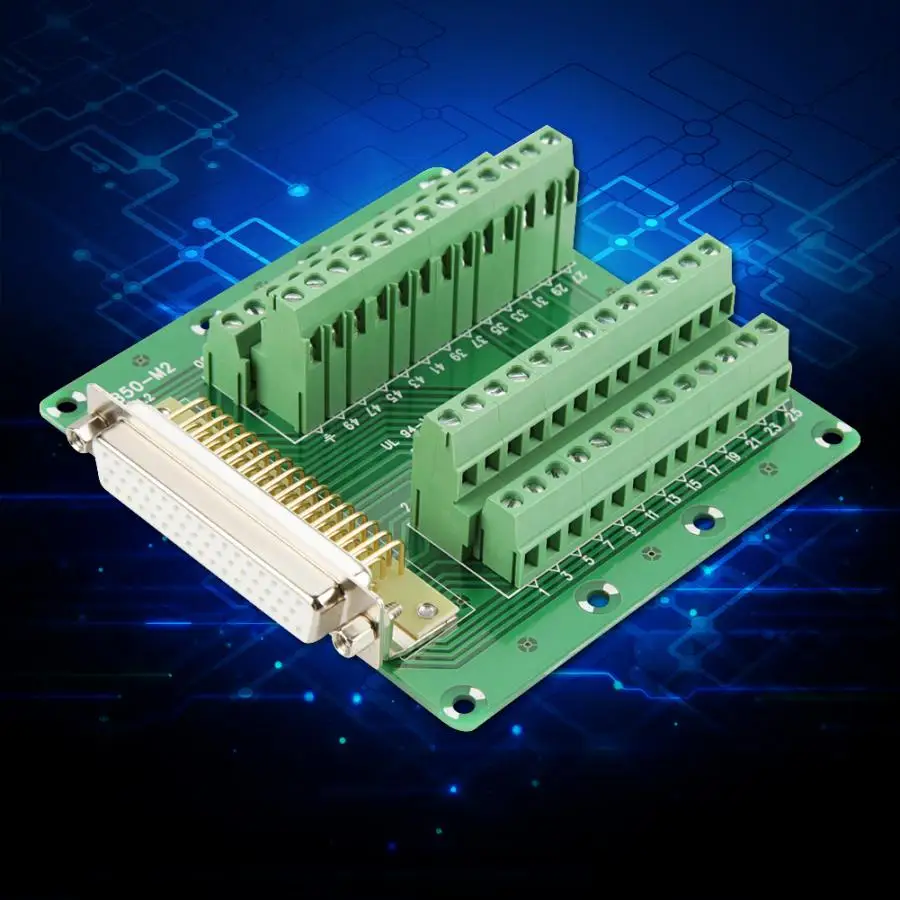 DB50 D-Sub Male/Female Header Board DIN Rail Mount Interface Module ...