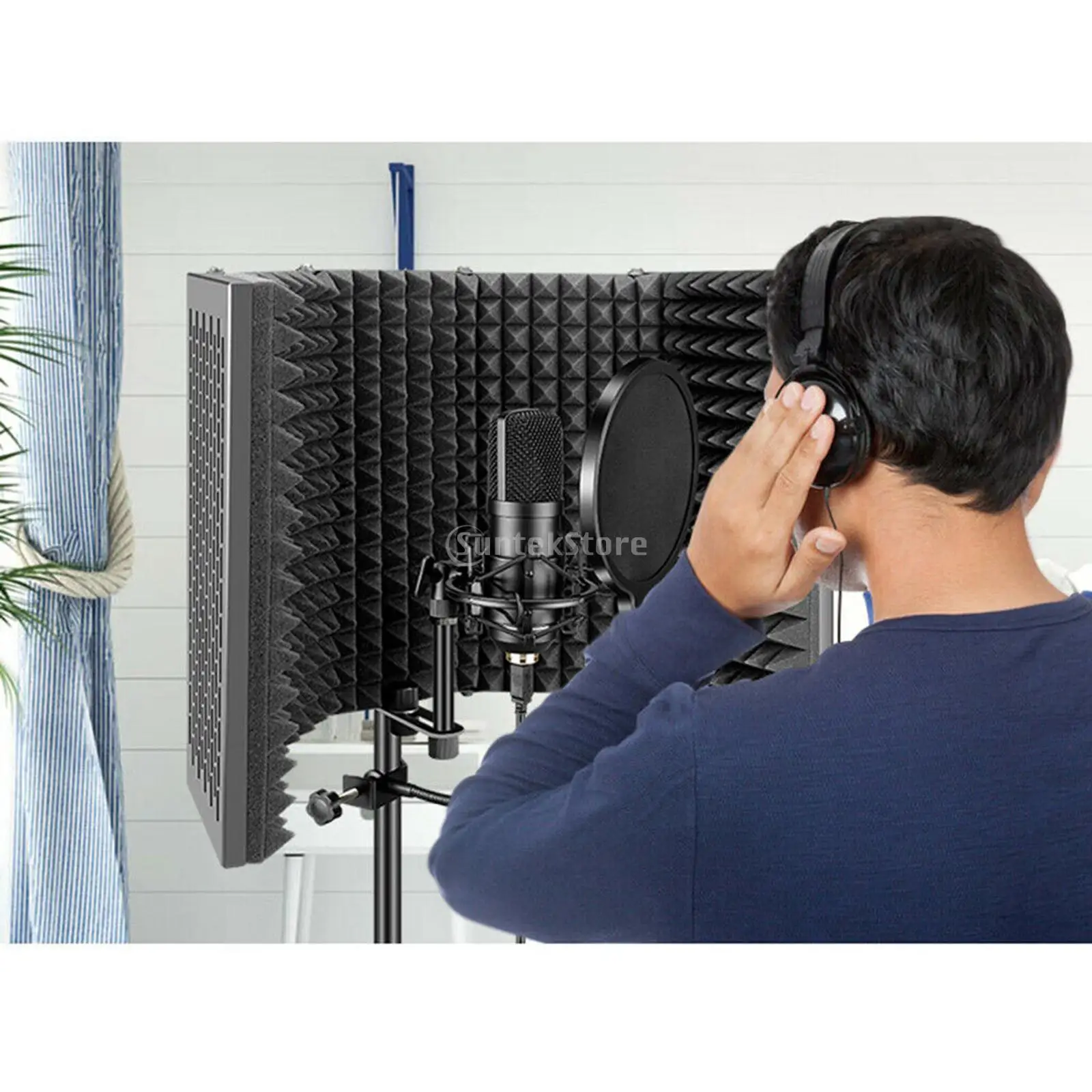 New-Adjustable-5-Panel-Microphone-Isolation-Shield-Vocal-Booth ...