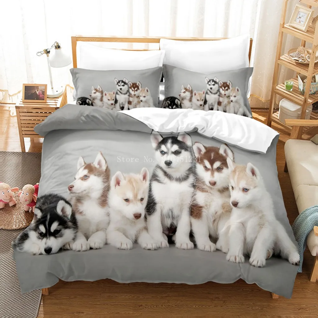 Lovely Dogs Animal 3D Bedding Sets Cute Husky Duvet Quilt Cover Set ...