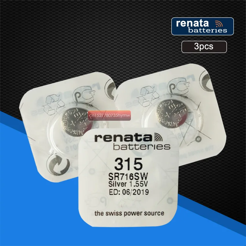 3pack renata Silver Oxide Watch Battery 315 SR716SW 716 1.55V 100% ...