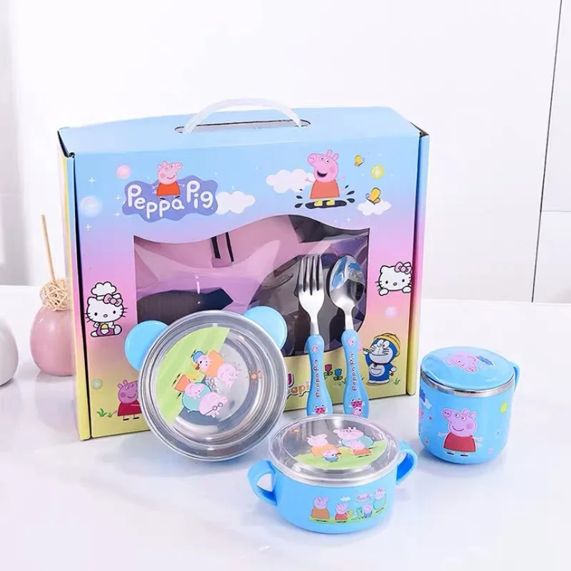 Peppa Pig Boxed 5 Piece Tableware Set Peppa Pig Stainless Steel Rice ...