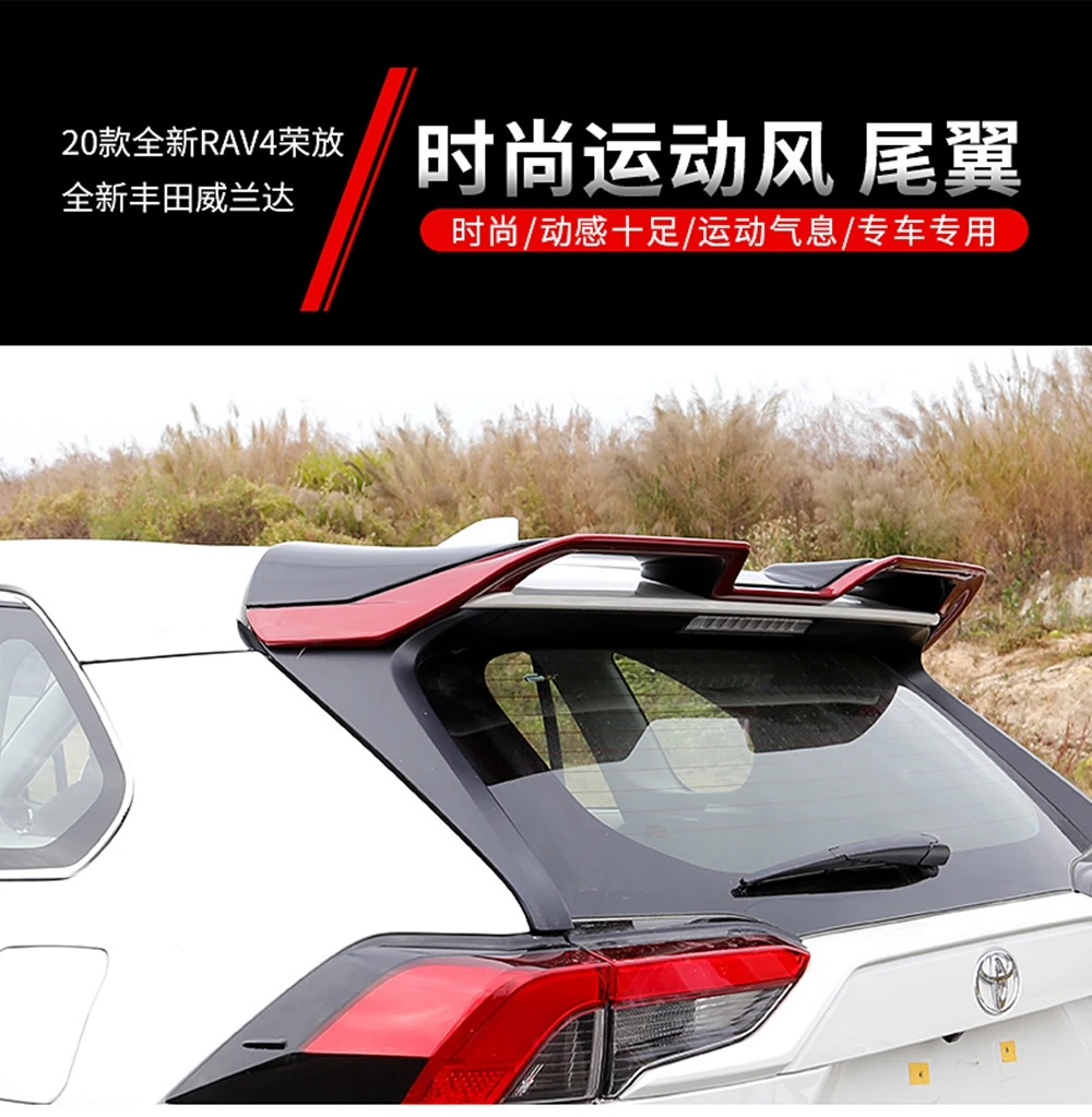 For New RAV4 RAV 4 2019 2020 ABS Plastic Unpaint Exterior Rear Spoiler ...