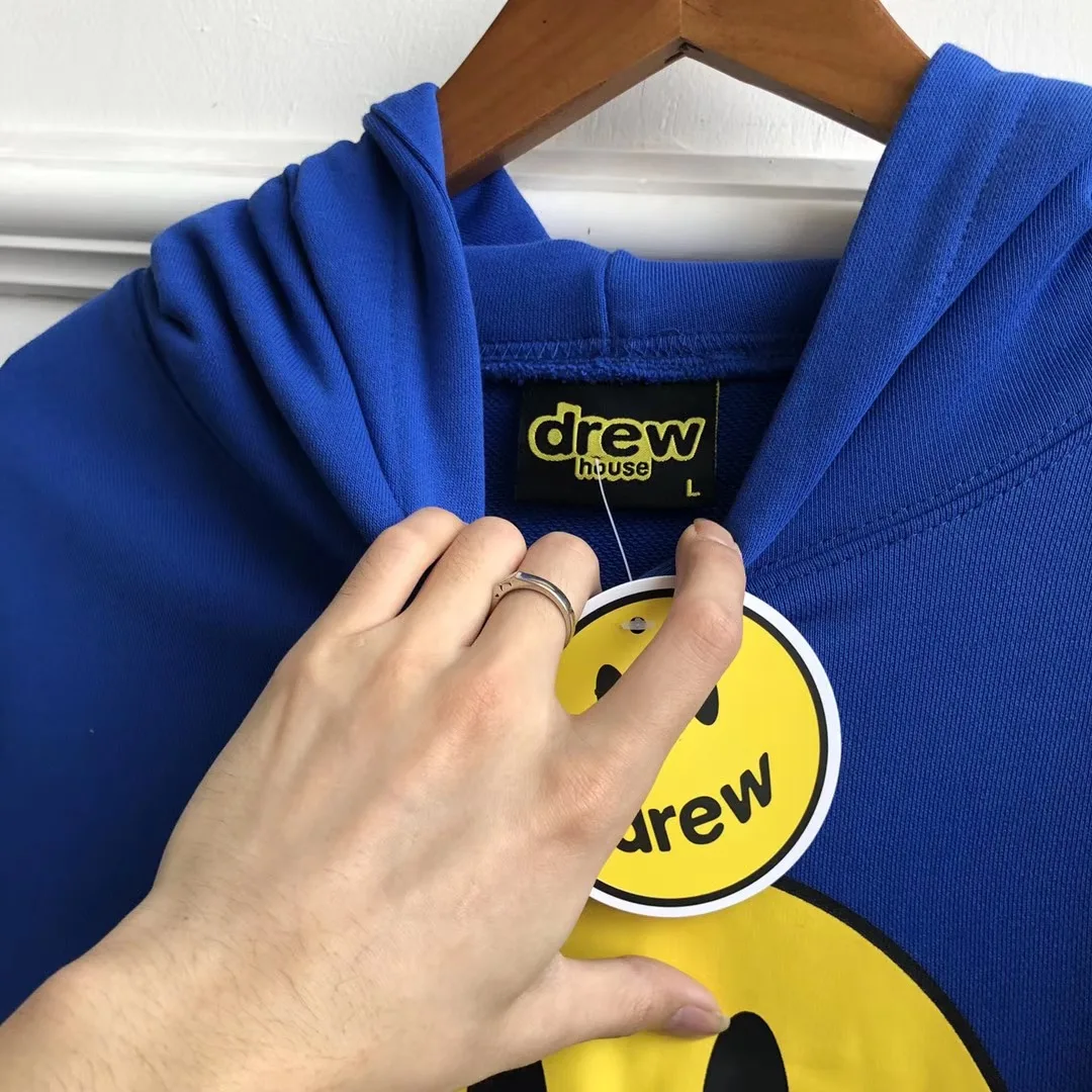 19FW Drew House New Color Blue Hoodies Men Women Couples Drew Smile ...
