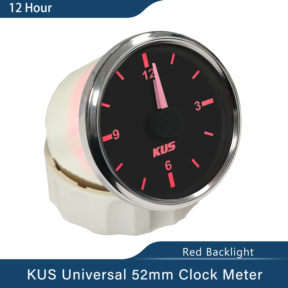 KUS-Guaranteed-Clock-Meter-Gauge-12-hour-Format-With-Red-Backlight-52mm ...