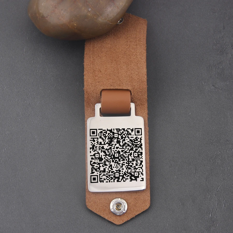 Personalized-Custom-Text-QR-Code-Car-Accessories-Leather-Keychain-To ...