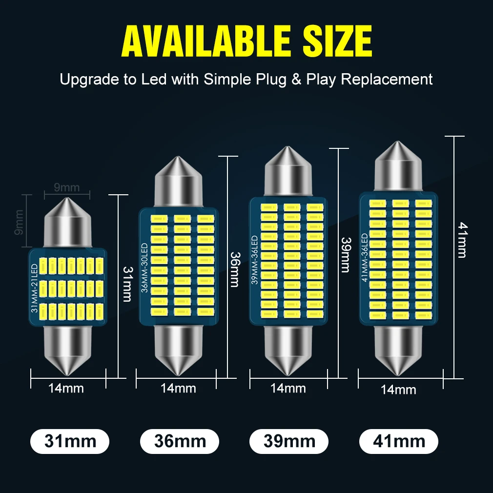 Festoon Bulb Size Chart