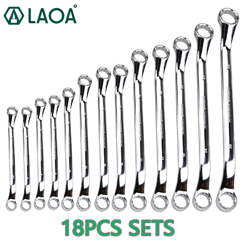 LAOA-18pcs-Wrench-Sets-Double-Ring-Wrench-Spline-End-Spanner-Plum ...