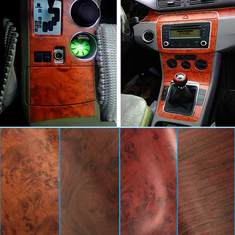 30x100CM PVC Wood Grain Textured Car Interior Decoration Stickers Matte ...