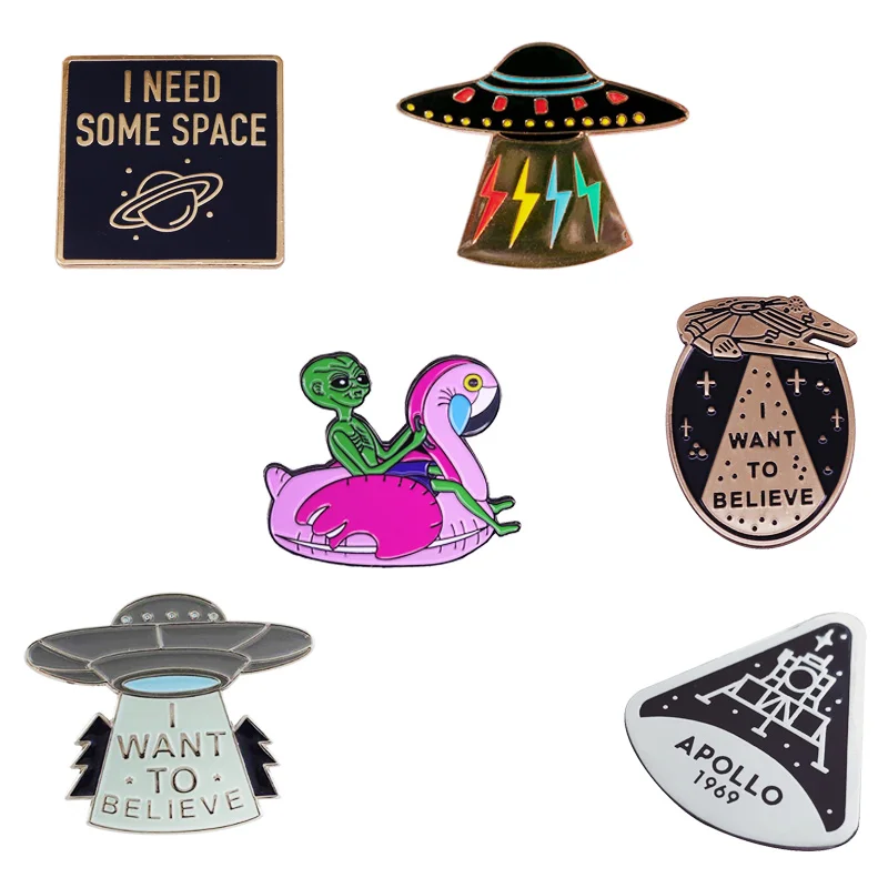 Alien and UFO Badges Outer Space Lapel Pin for Geeks|Brooches| - AliExpress