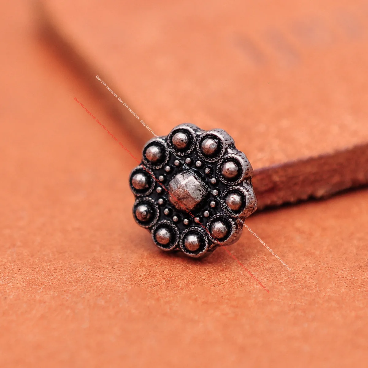 50Pcs 9mm Charm Antique Silver DIY Leathercraft Flower Rivet Stud ...