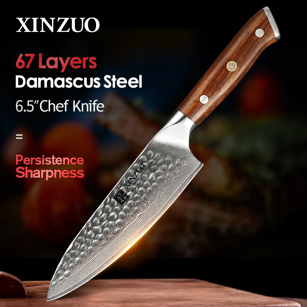 XINZUO 6.5" Chef Knives Japanese VG10 Damascus Steel Sushi Chef Knife ...