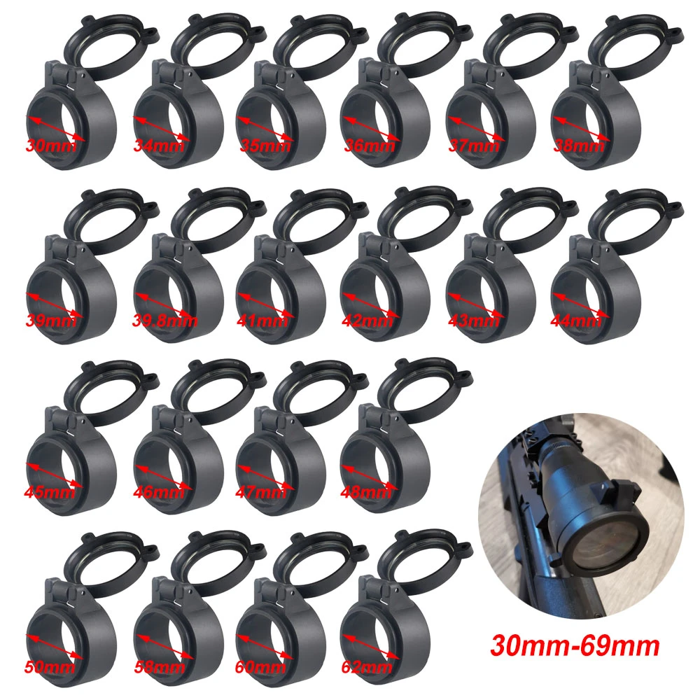 30mm-69mm Transparent Rifle Scope Lens Cover Flip Up Quick Spring ...