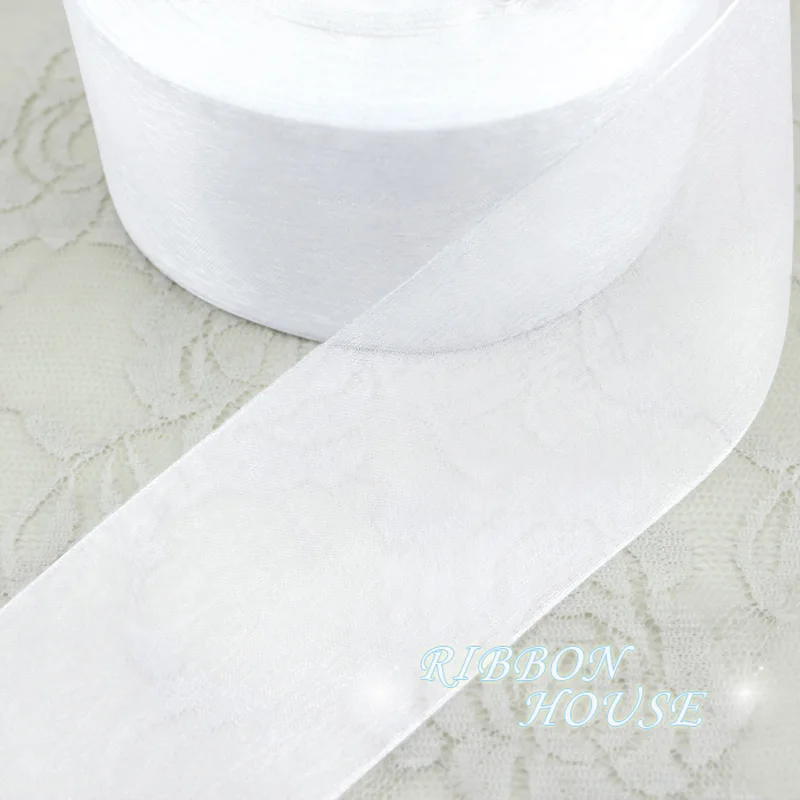 Organza Wrapping Decoration | Organza Ribbons - 2'' 50mm White Organza ...