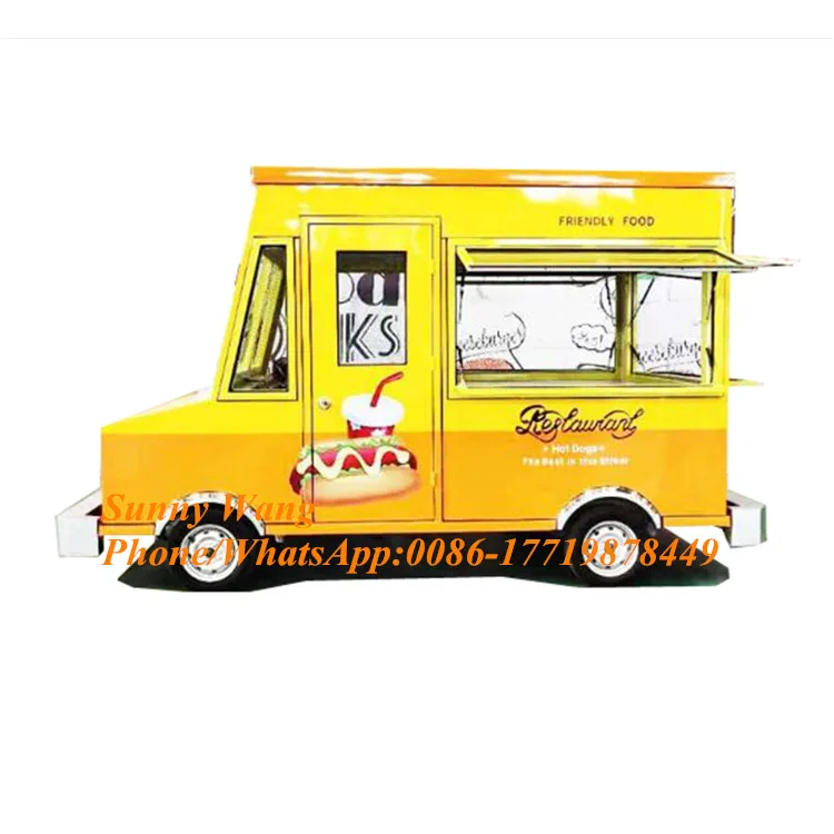 Yellow Color Length Customized American Standards Mobile Food Truck ...