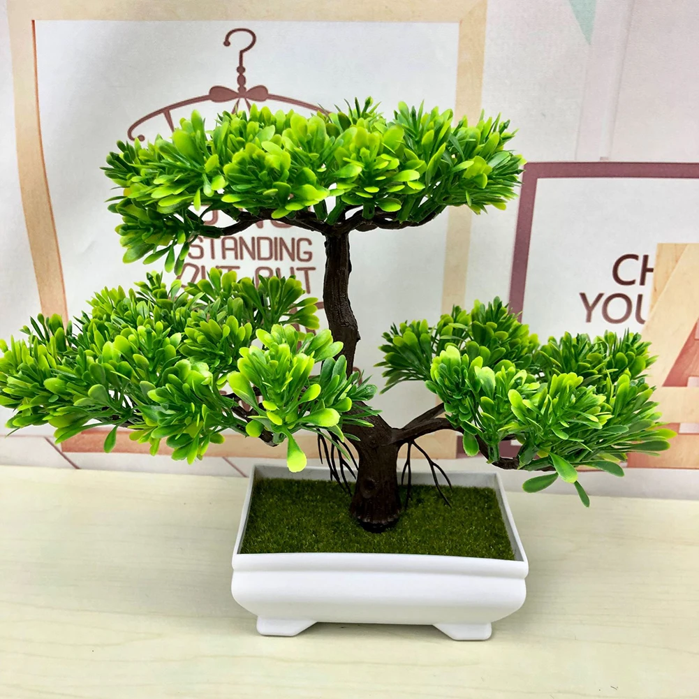 Artificial Plants Bonsai Small Simulation Pine Tree Pot Plant Flowers ...