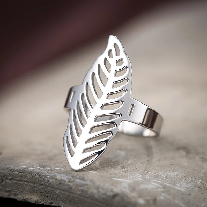 Charms Silver Color Leaf Ring for Women Female Finger Wedding Rings ...