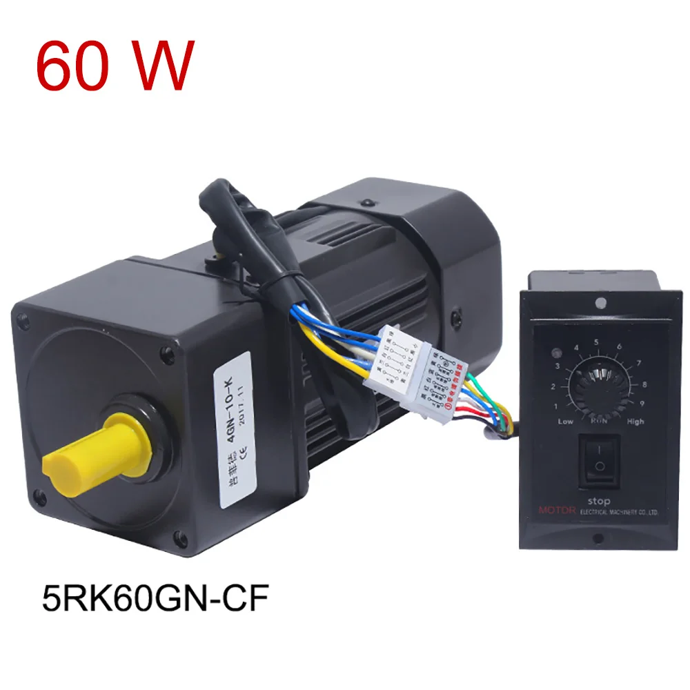 60W 기어드 모터 AC 220V 2.5PRM 1350RPM 기어 박스 5RK60GN CF 모터 (속도 컨트롤러 키트 포함) 가역|AC 모터| - AliExpress