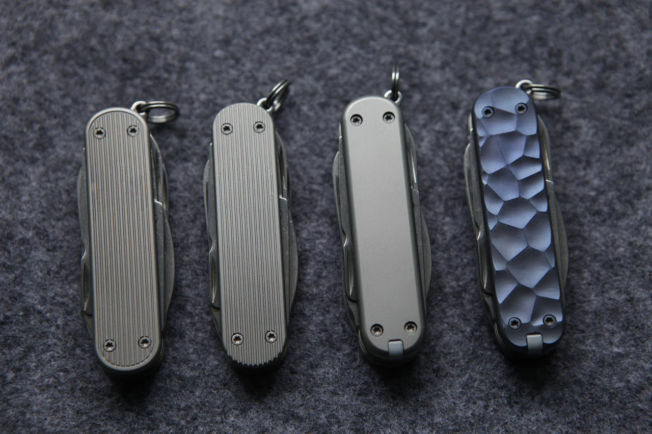 1 Pair Hand Made Titanium Alloy Scales for 58mm Swiss Army MiniChamp Knife