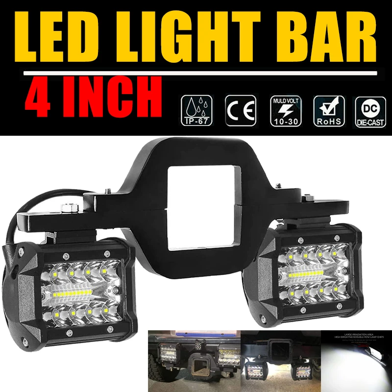 4 Inch 60w Work Light Spot Flood Offroad Car Lights Bar With Universal ...