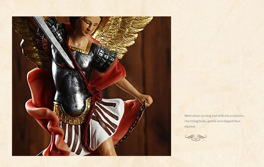 Statue Sculpture St. Michael Archangel Slaying Demon Figurine Resin Or ...