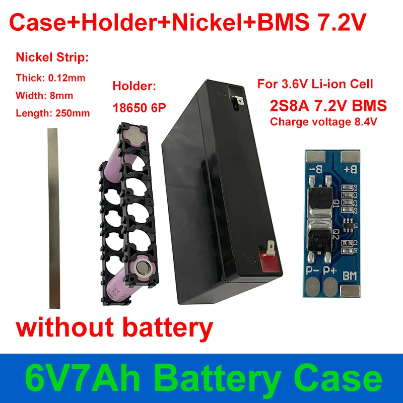 6V 7Ah Battery Case 6V7Ah Empty Box 2S 8A 6.4V 7.2V BMS 18650 6P Holder ...