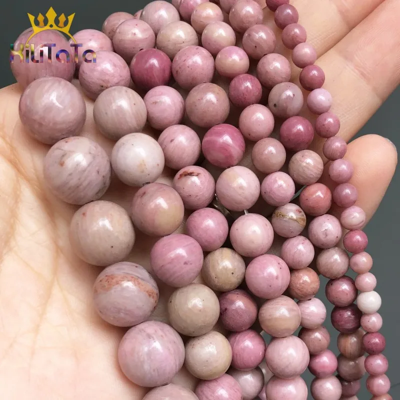 Natural Stone Red Rhodonite Round Loose Spacer Beads For Jewelry Making ...