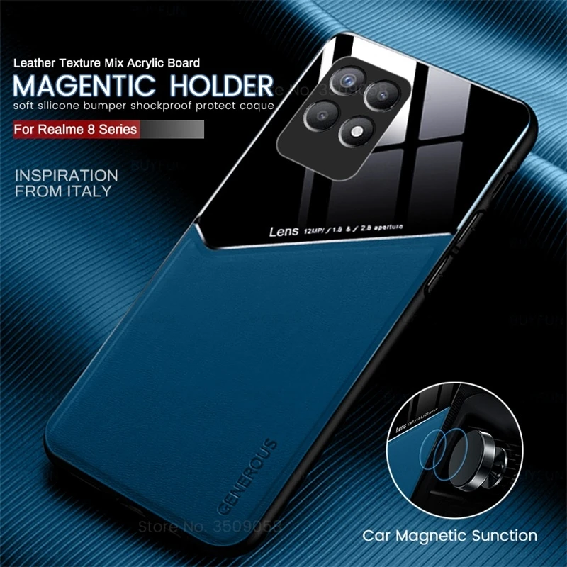 realmi-8i-case-car-magnetic-holder-leather-cover-for-realme-8-pro-8i-4g ...