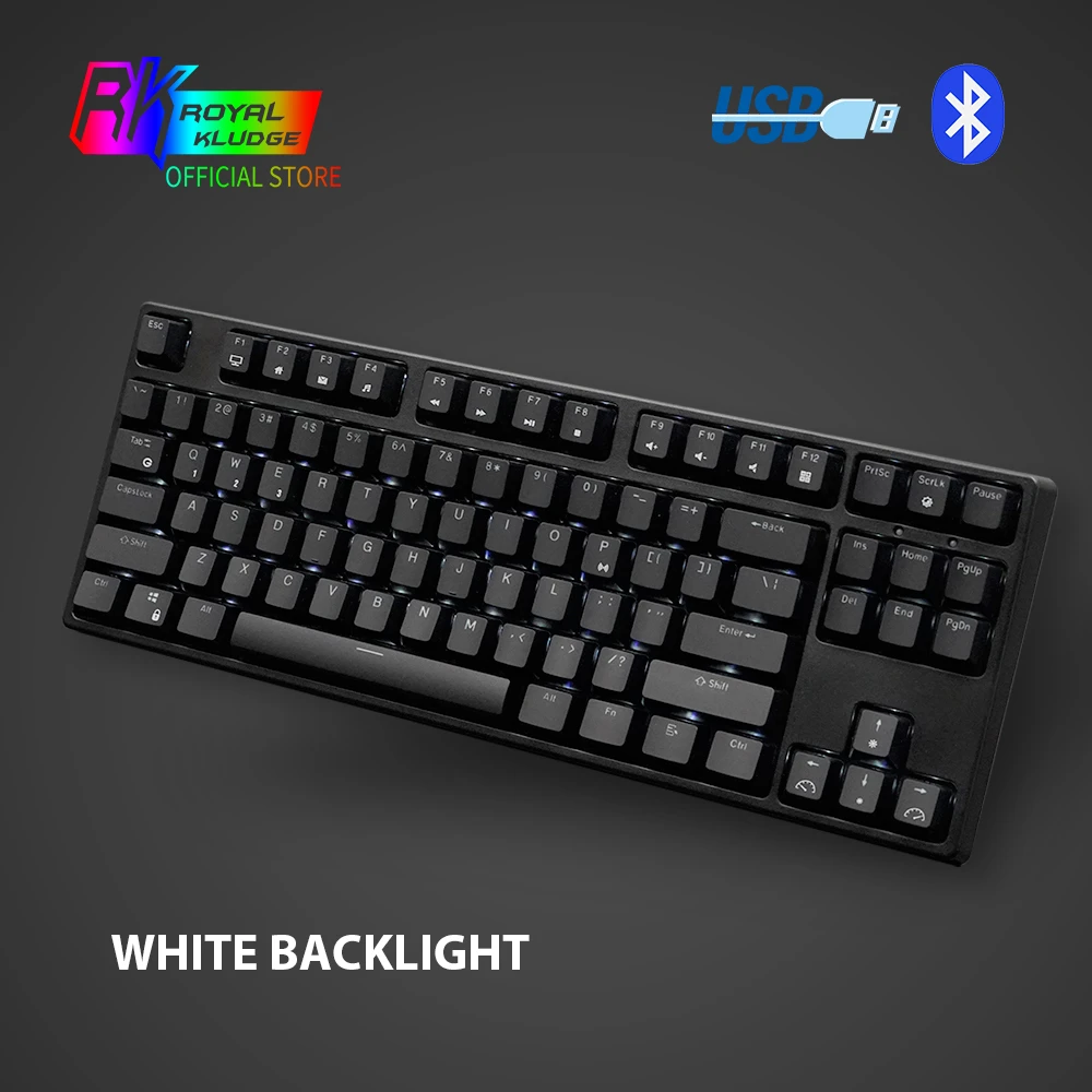 Rk987 Mechanical Keyboard 87 Keys White Ledbacklight Tenkeyless Gaming ...