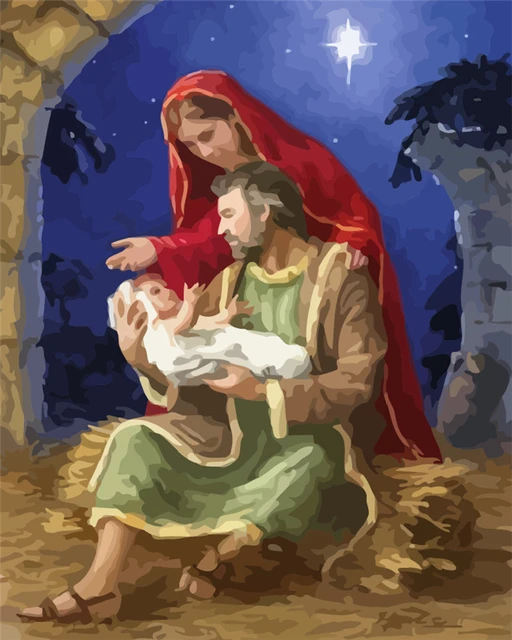 Christian paint by numbers traditional birth of Jesus Christ – Hobby Paint