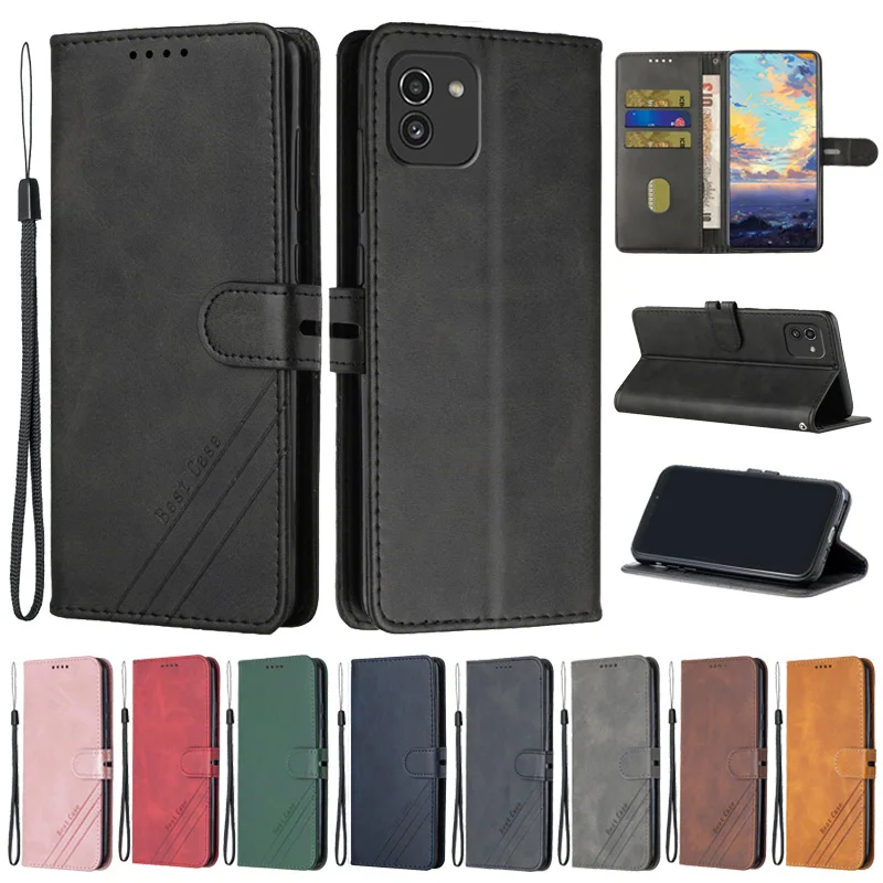 For Samsung Galaxy A03 Case Leather Flip Case On For Funda Samsung A03 ...