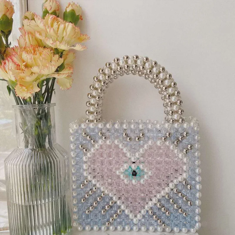 Bolso de perlas elegante para mujer, bolsa de mano femenina con cadena ...