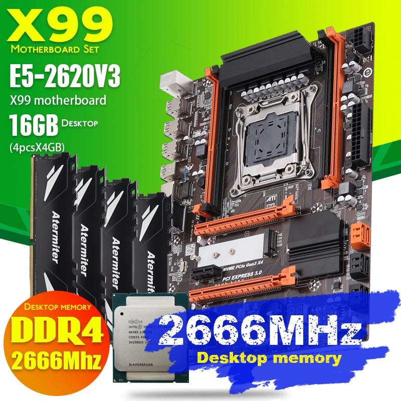 Atermiter X99 Turbo DDR4 D4 Placa base con Xeon E5 2620 V3 LGA2011-3 ...