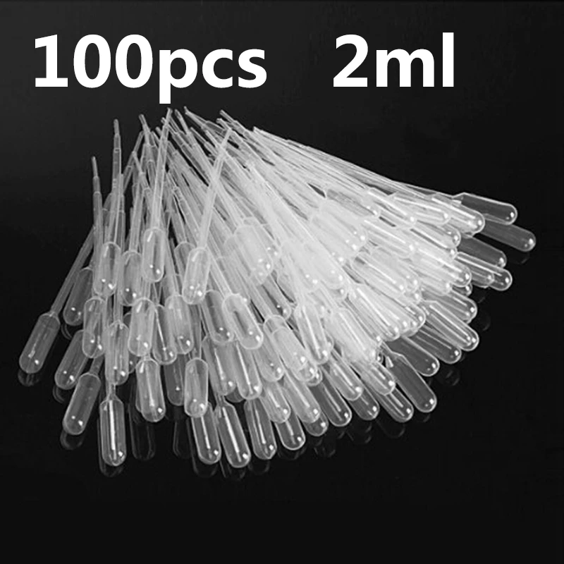 100pcs 2ml Plastic Disposable Pipettes Squeeze Transfer Pipettes ...