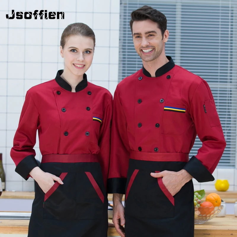 Chaqueta de Chef de manga larga para hombre y mujer, ropa de trabajo ...