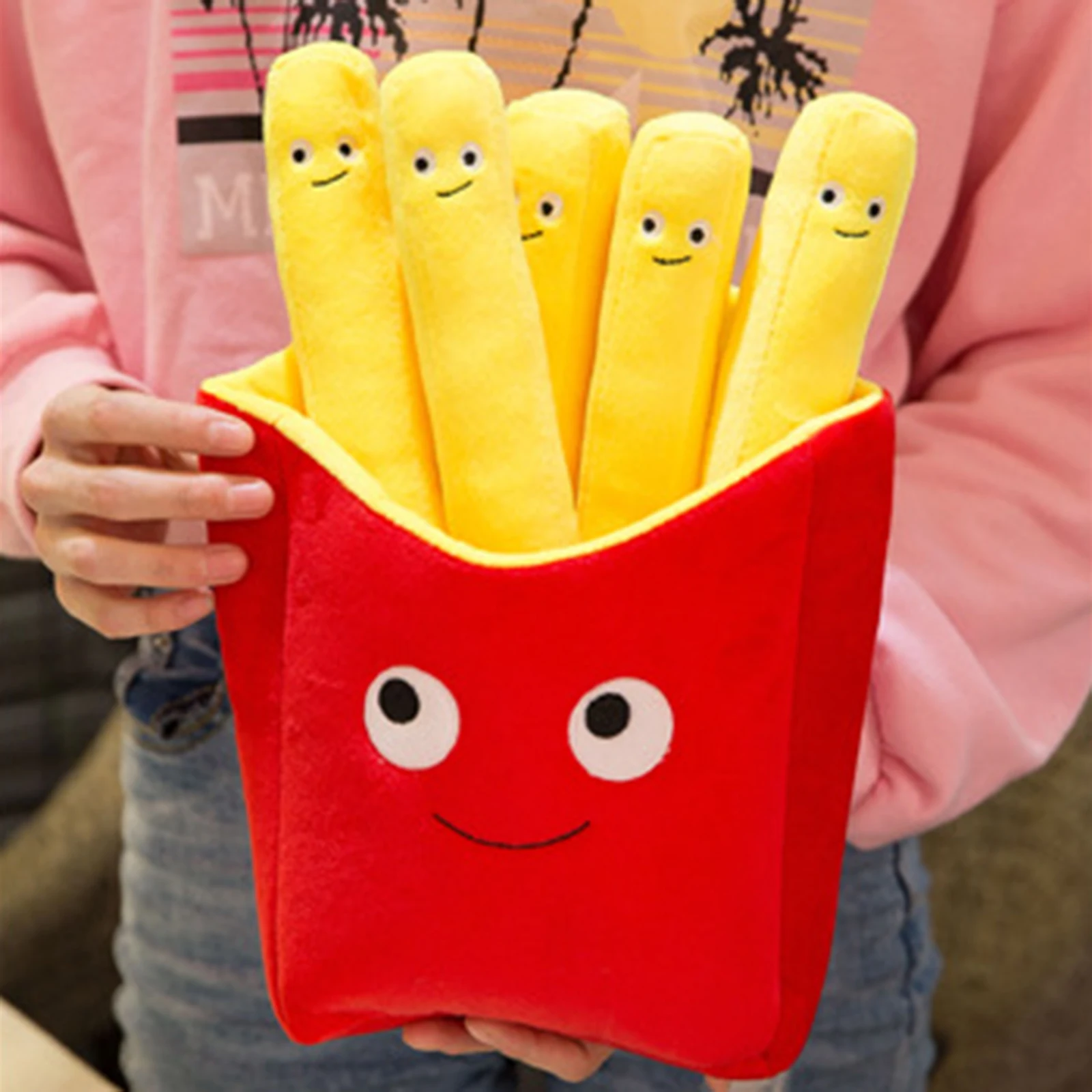 Lovely Smile Realistic French Fries Pizza Style Pillow Cute Plush Toys ...