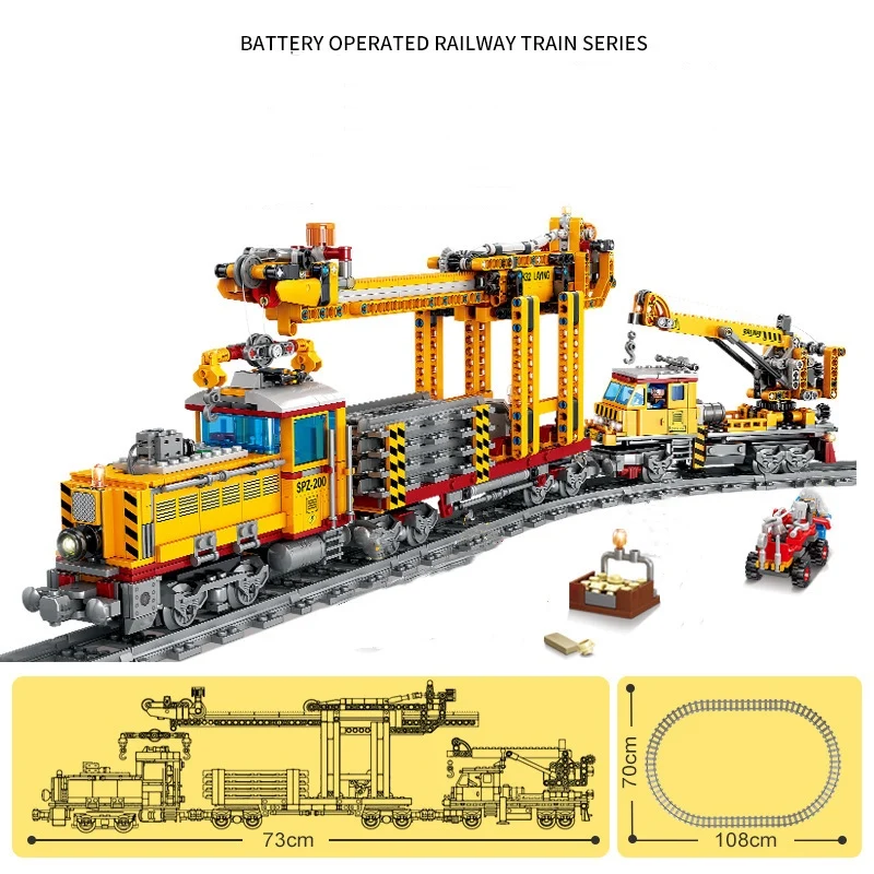 City Train Building Blocks Model Technical Electric Train Sets Cargo ...