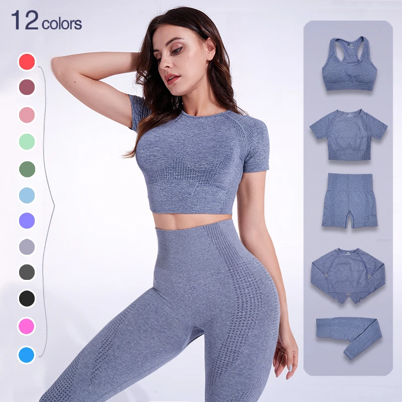 2/3/5PCS Seamless Women Yoga Set Workout Sportswear Gym Clothing ...