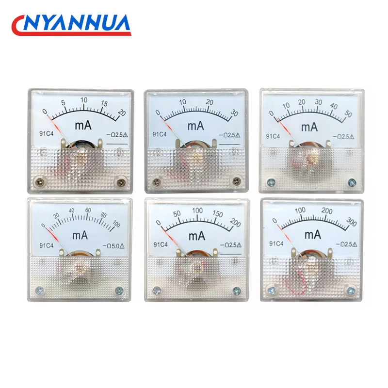 91C4-mA-Pointer-Type-DC-Milliamp-Meter-20mA-30mA-50mA-100mA-200mA-300mA ...