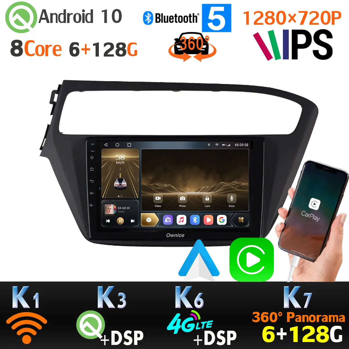 1280*720 6G+128G Android 10.0 For Hyundai i20 LHD RHD Head Unit SPDIF ...