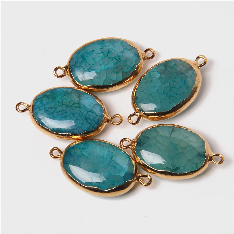 Natural Stone Connector Irregular Green Agates Hemming Connector For ...