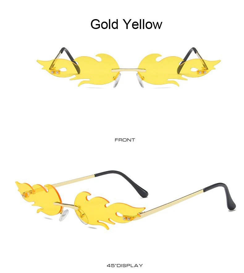 Rimless Fire Flame Sunglasses Women Brand Designer Small Frame Sun Gla ...
