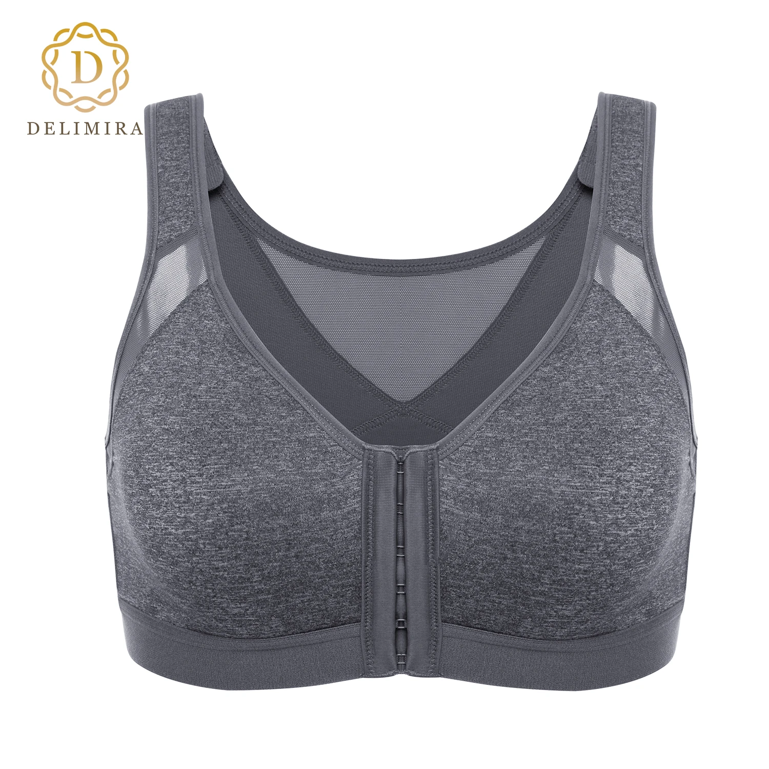 DELIMIRA Women's Full Coverage Front Closure X Back Non Padded Wireless ...