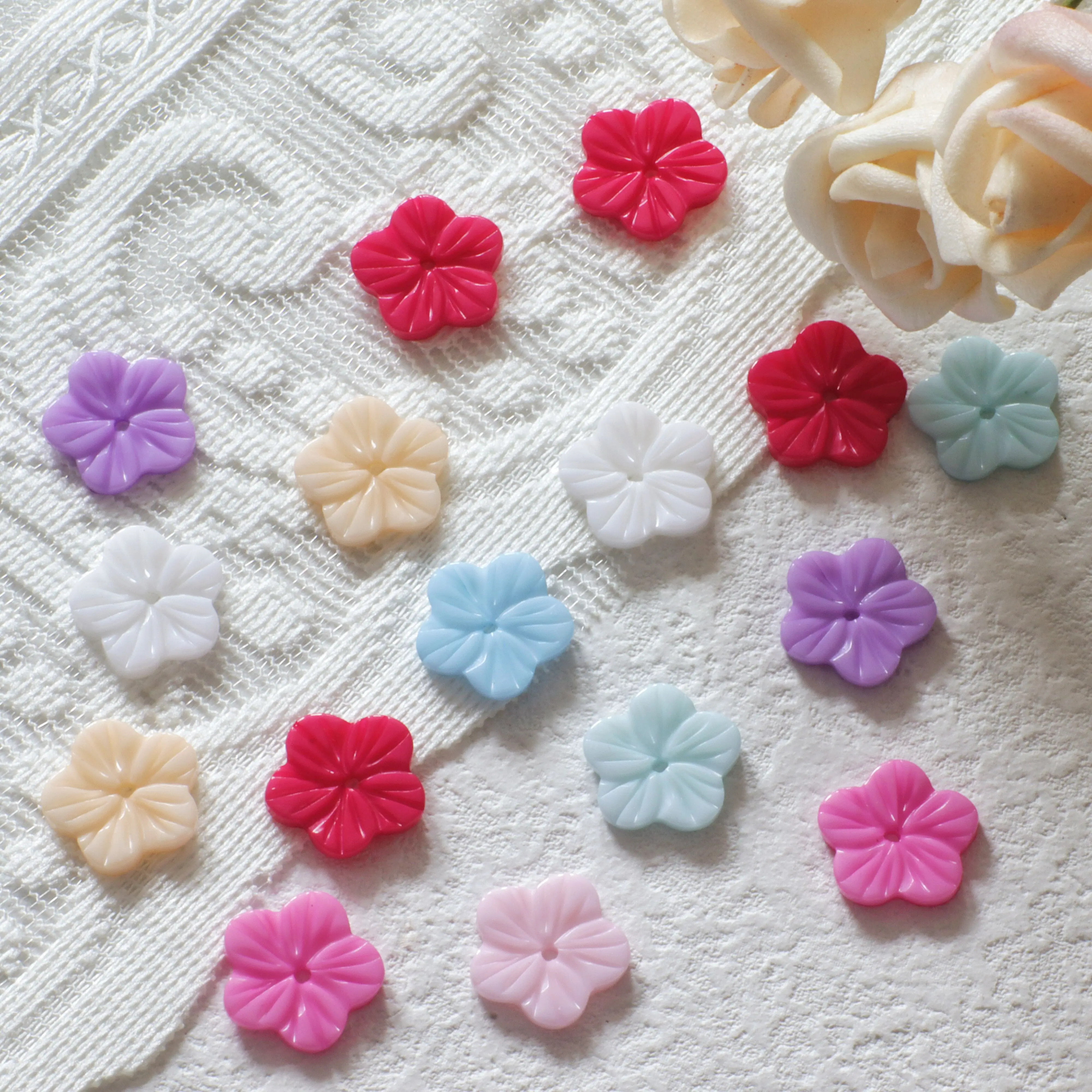 Colorful-20pcs-14-5mm1-hole-resin-Flower-Accessory-Jewelry-Making-Decor ...