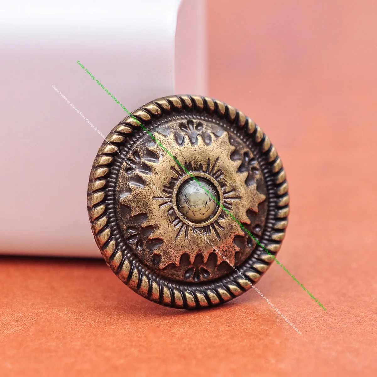10pc Antique Brass Star Flower Leathercraft Accessories Turquoise ...