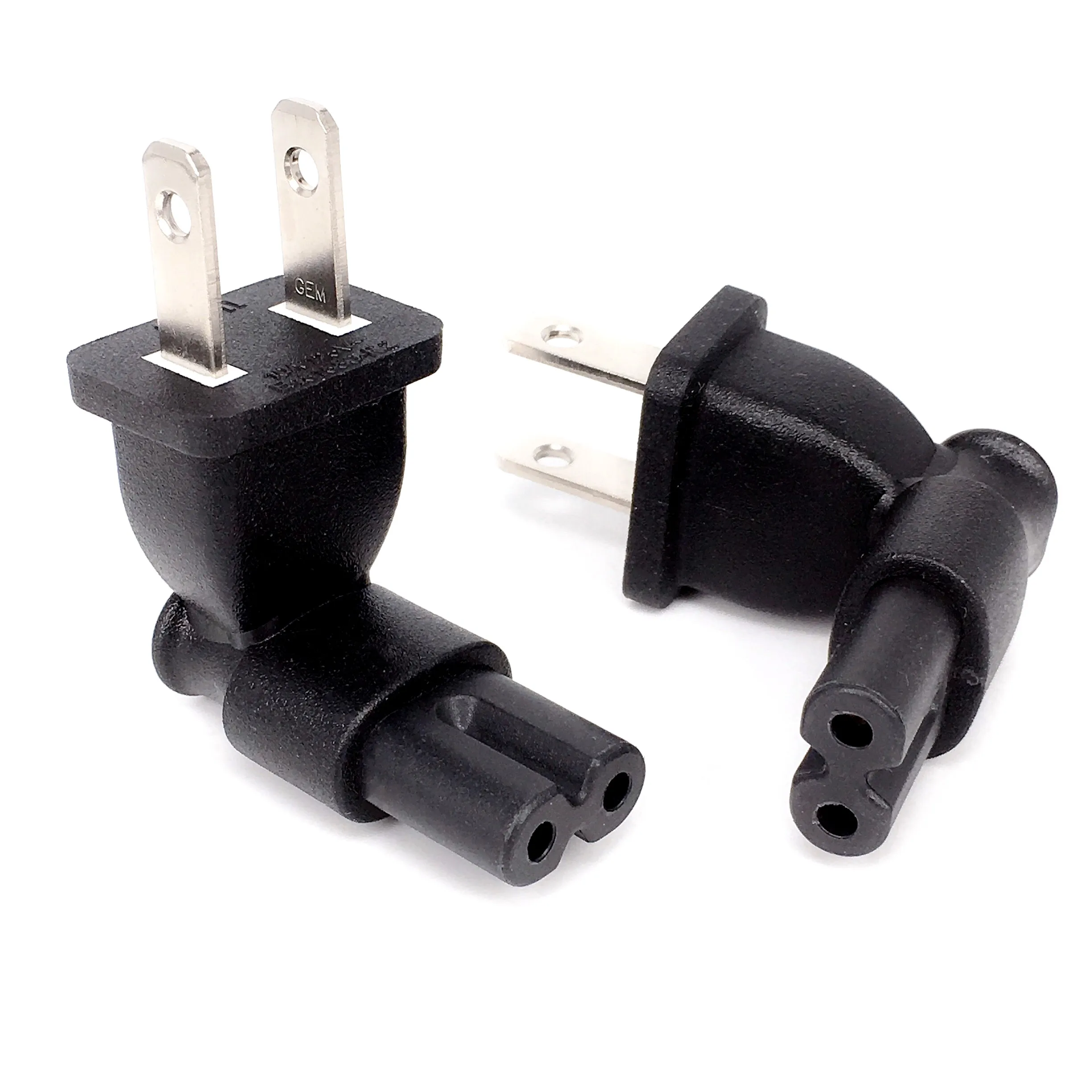 US-2-Prong-Right-Angle-AC-power-Plug-Adapter-IEC-figure-8-C7-receptacle ...