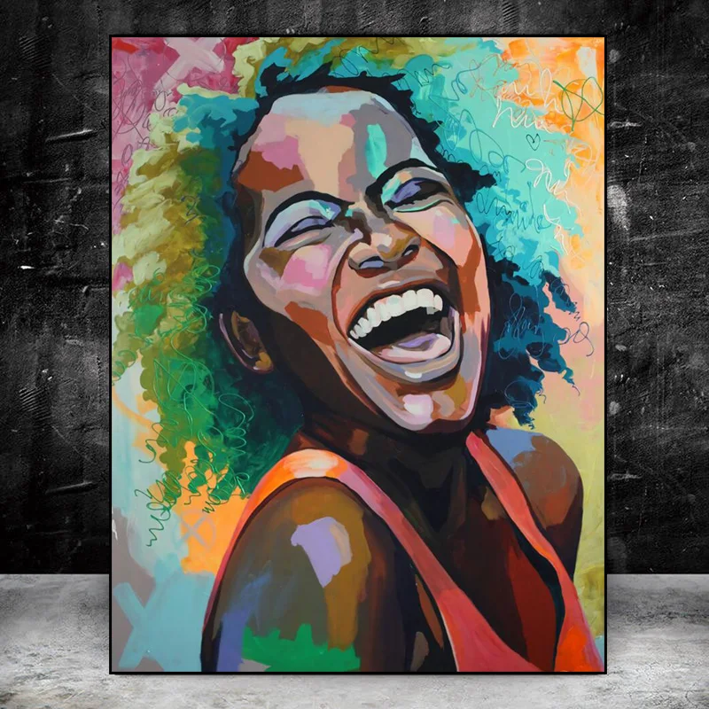Happy Black Woman Art