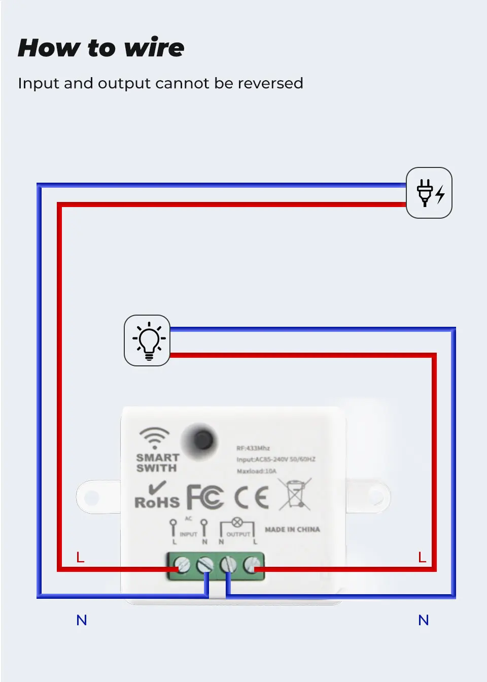 GERMA Mini Module Smart Wireless Push Switch Light 433MHZ Электрический ...